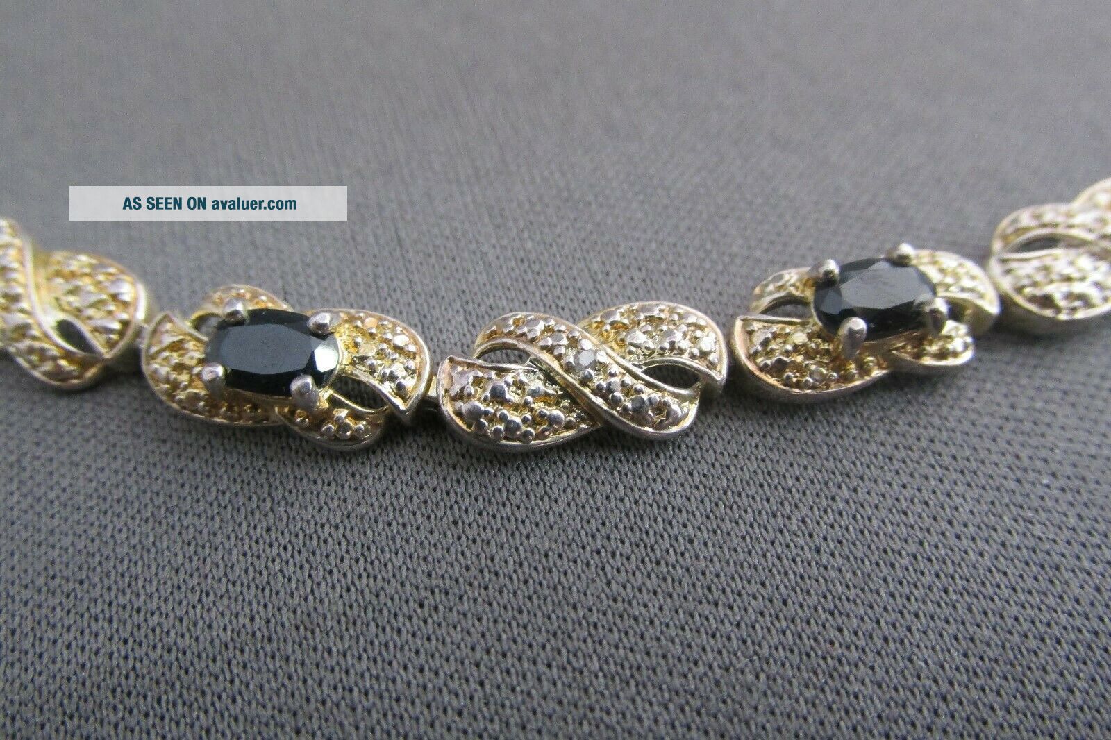 VINTAGE ROSS SIMMONS GOLD WASH STERLING DIAMOND SAPPHIRE TENNIS ...