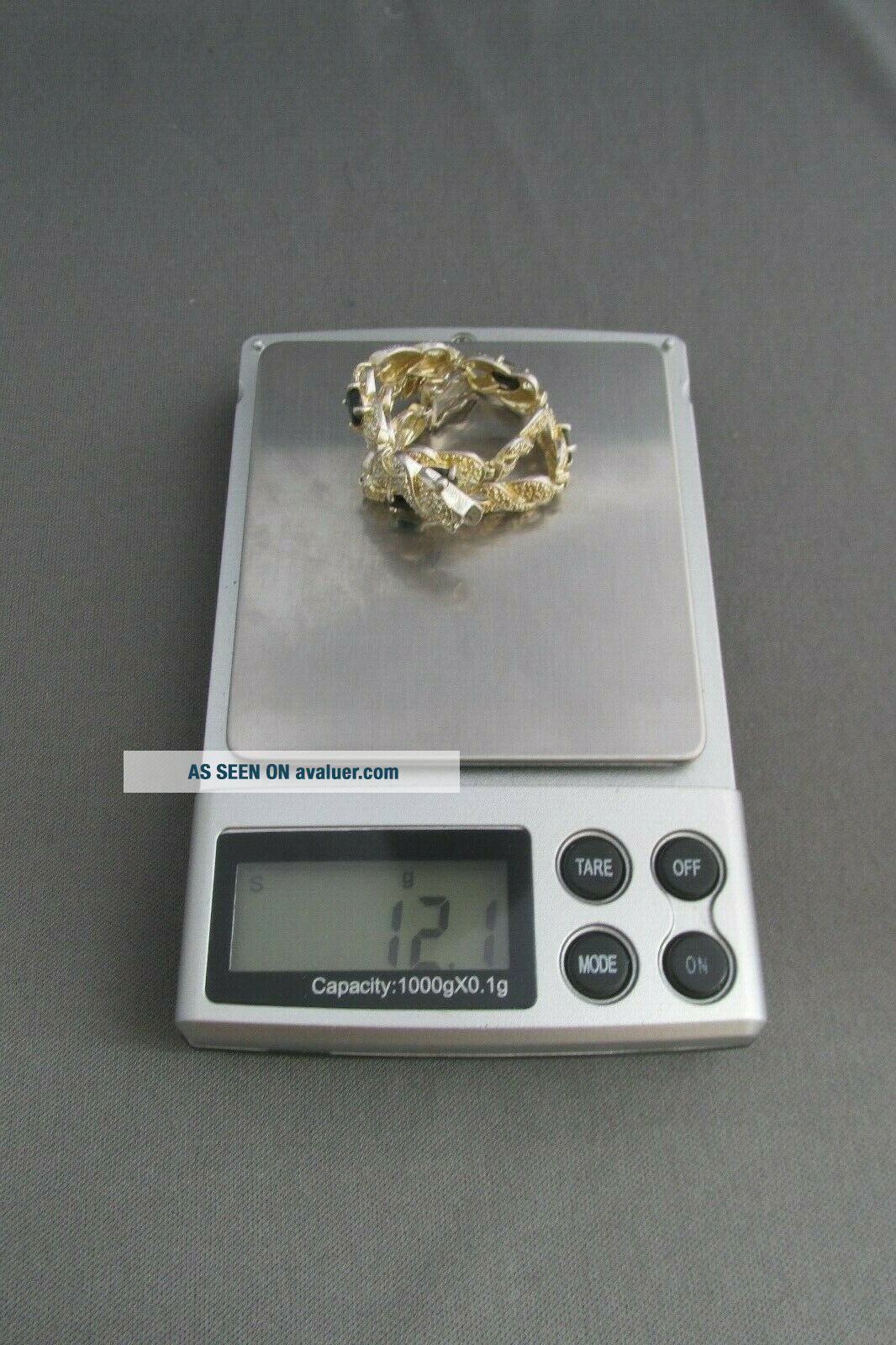 VINTAGE ROSS SIMMONS GOLD WASH STERLING DIAMOND SAPPHIRE TENNIS ...