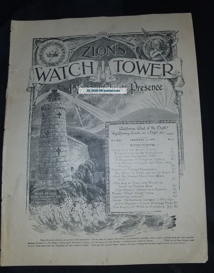 Jehovah ' S Witnesses Feb 15 1900 Watchtower Methodist Figures For 1899 ...
