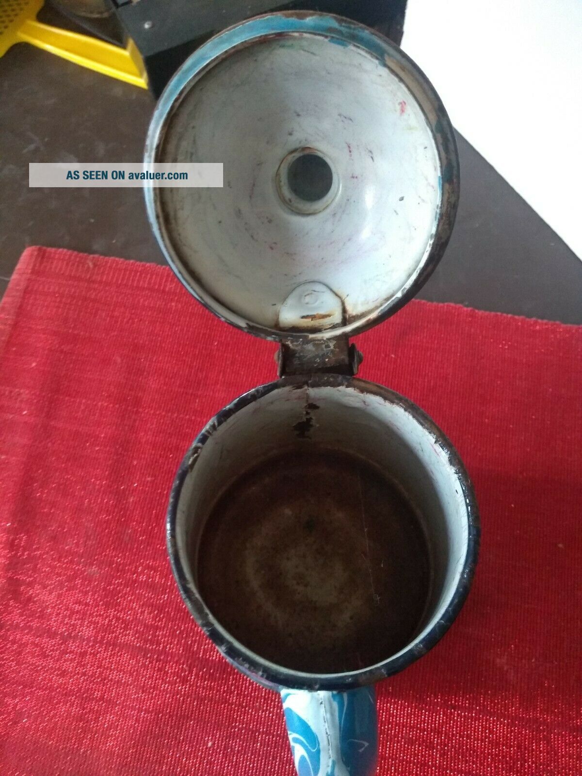Vintage Blue & White Swirl Enamelware Coffee Pot Graniteware Kettle ...