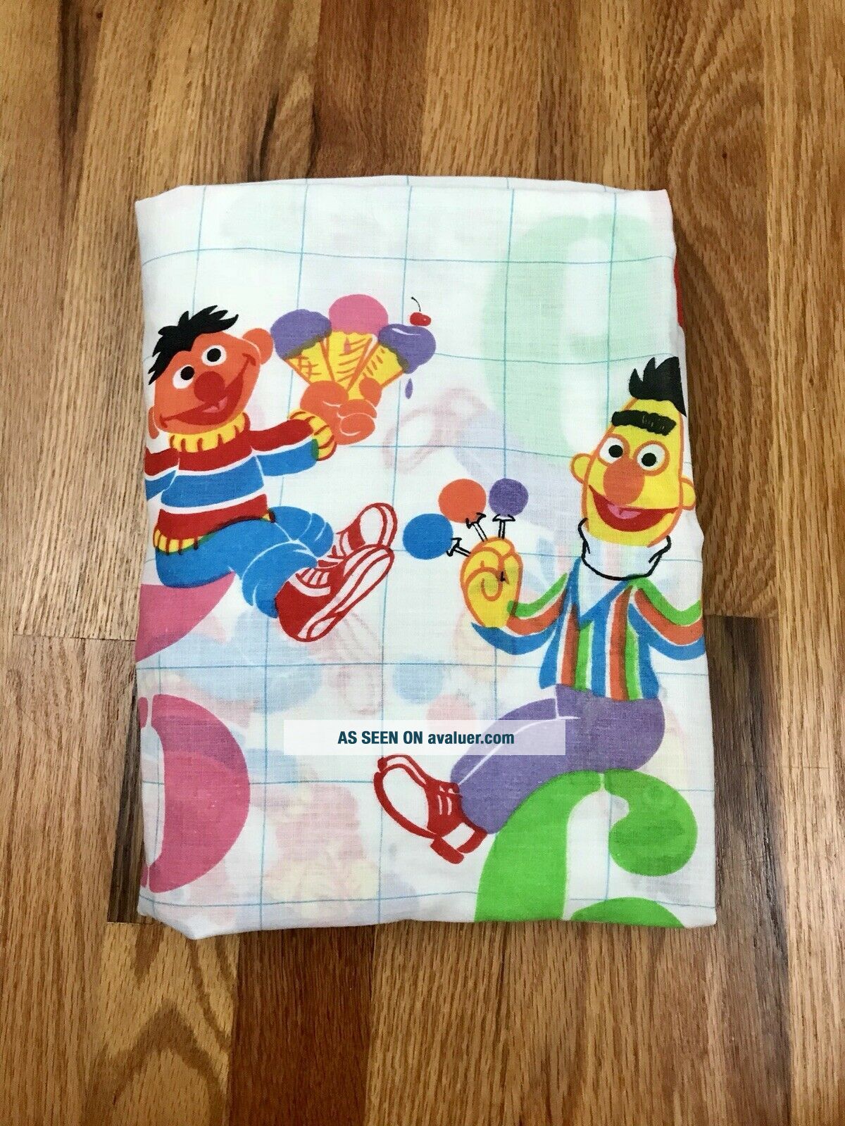 Vtg 80s Sesame Street JP Stevens Twin Flat Sheet Numbers Elmo Big Bird ...