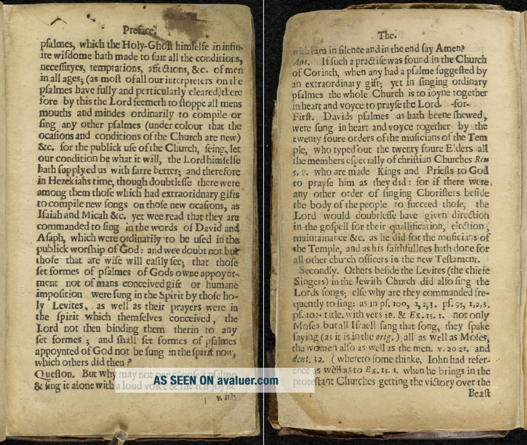 Bay Psalm Book - The Whole Booke Of Psalmes - First Edition North ...