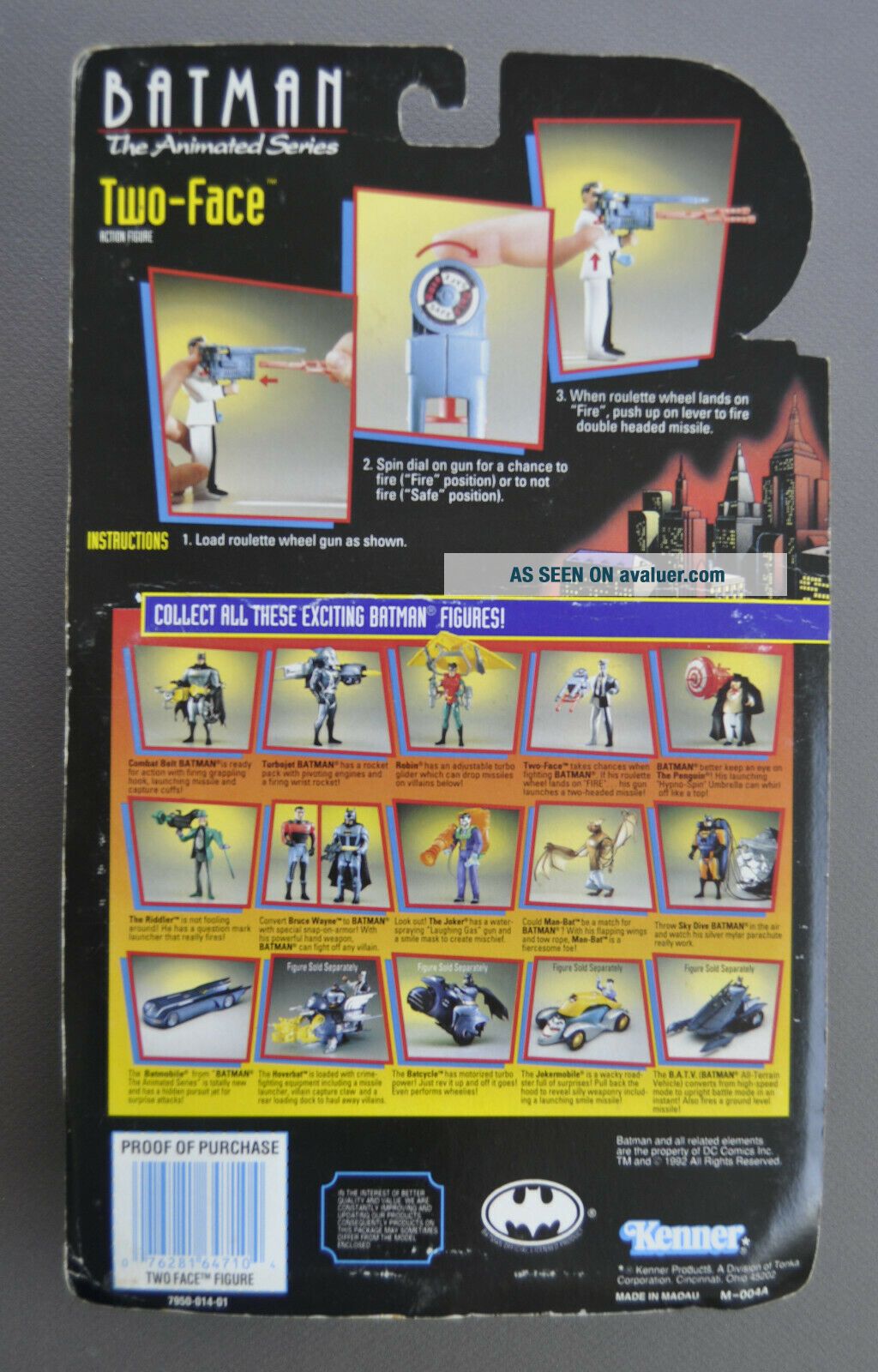 Vintage 1992 Batman Animated Series Two Face Action Figure Kenner With ...