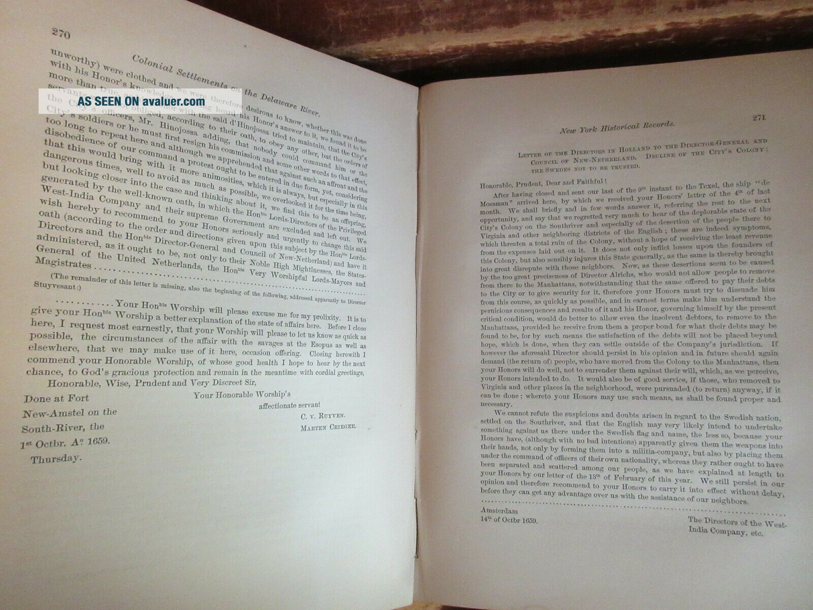 Old COLONIAL HISTORY OF YORK STATE Book 1877 DUTCH SWEDISH LETTERS ...
