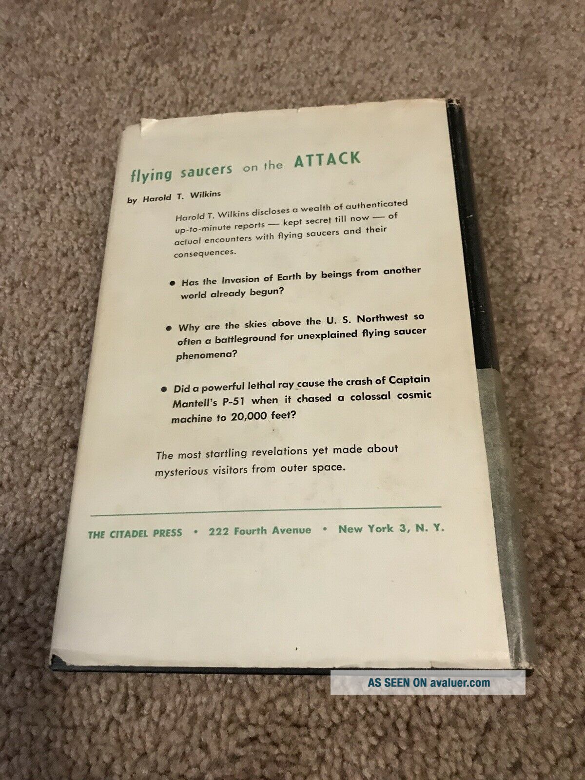 Flying Saucers On The Attack Harold Wilkins HC/DJ 1954 Citadel Press W ...