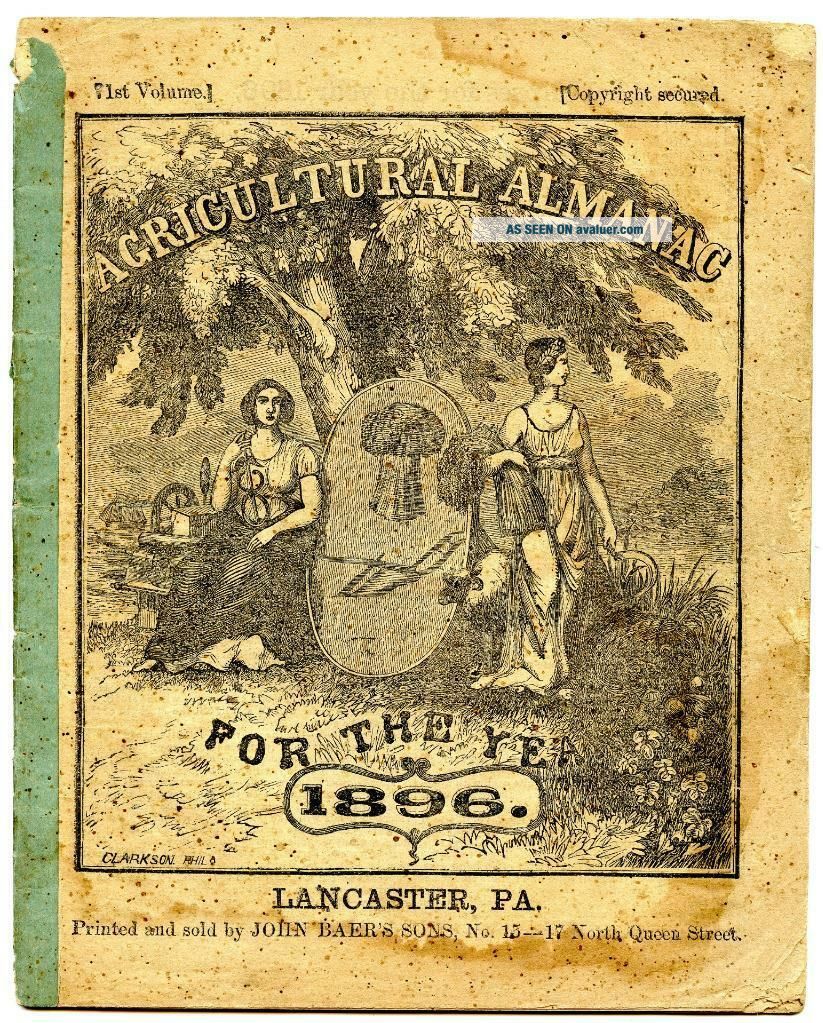 1896 Lancaster Pennsylvania Agricultural Almanac John Baer Sons German ...
