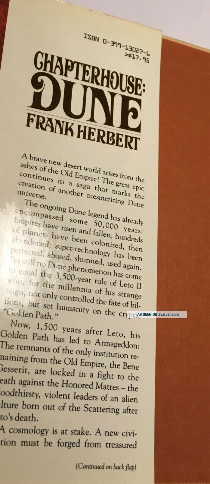 " Chapterhouse: DUNE " By Frank Herbert • (HC) Putnam (First Edition ...