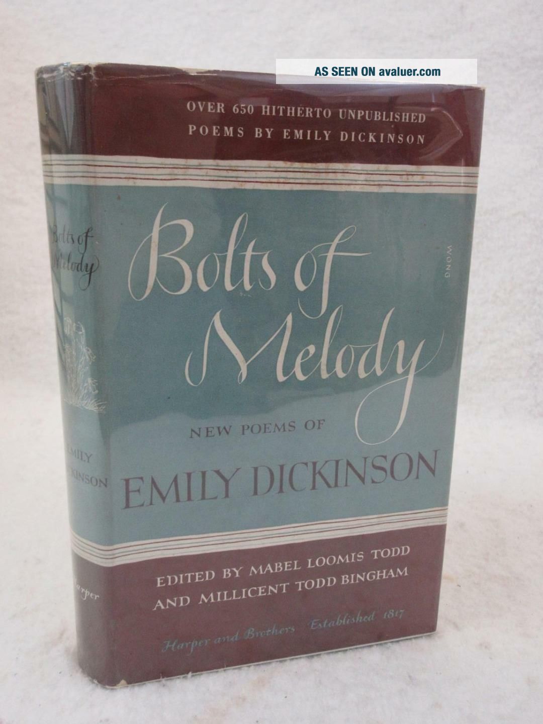Emily Dickinson BOLTS OF MELODY Poems 1945 Harper & Brothers First ...