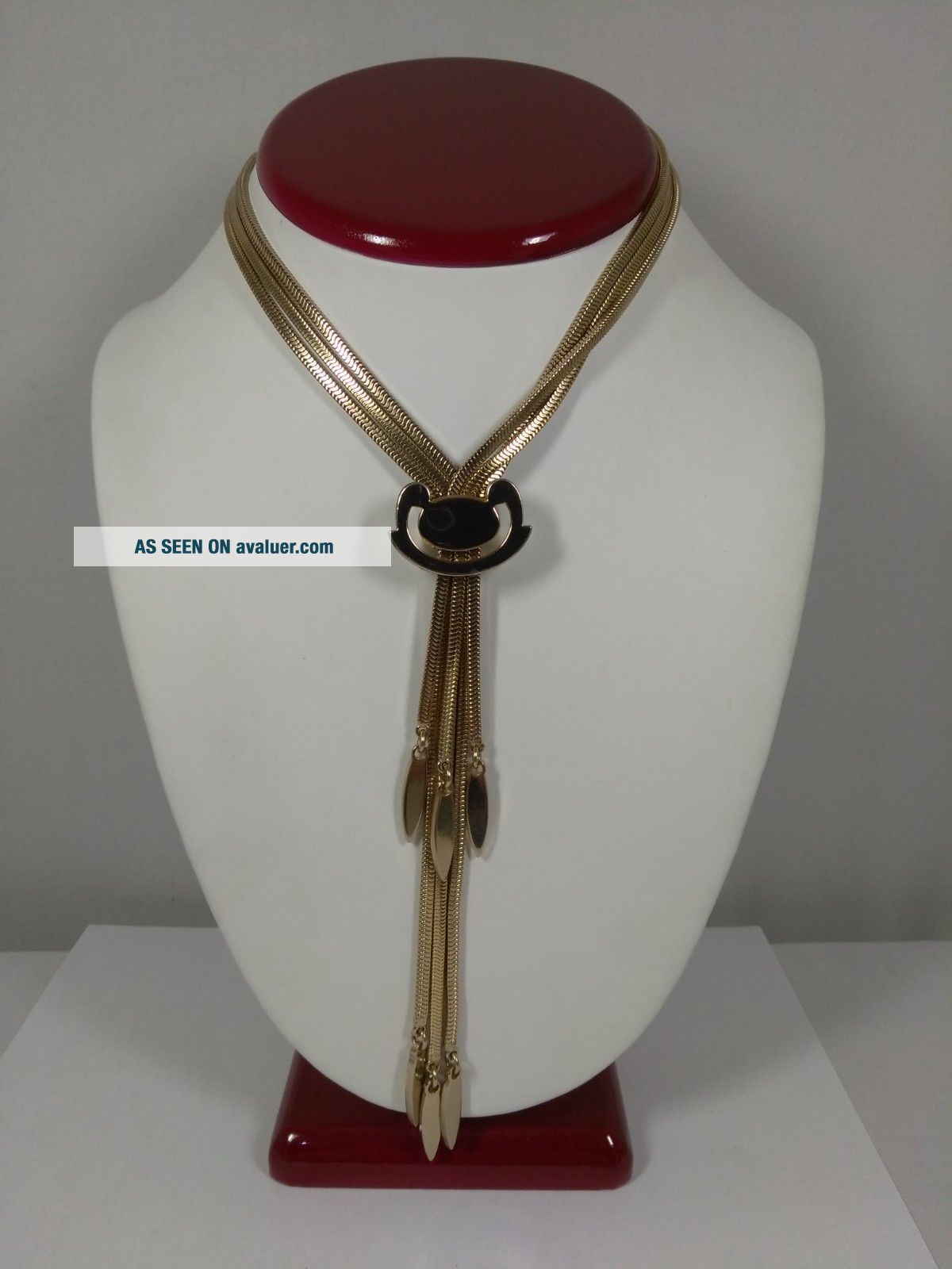 Vintage Gold Tone Multi - Chain Adjustable Slide Tassel Necklace Signed ...