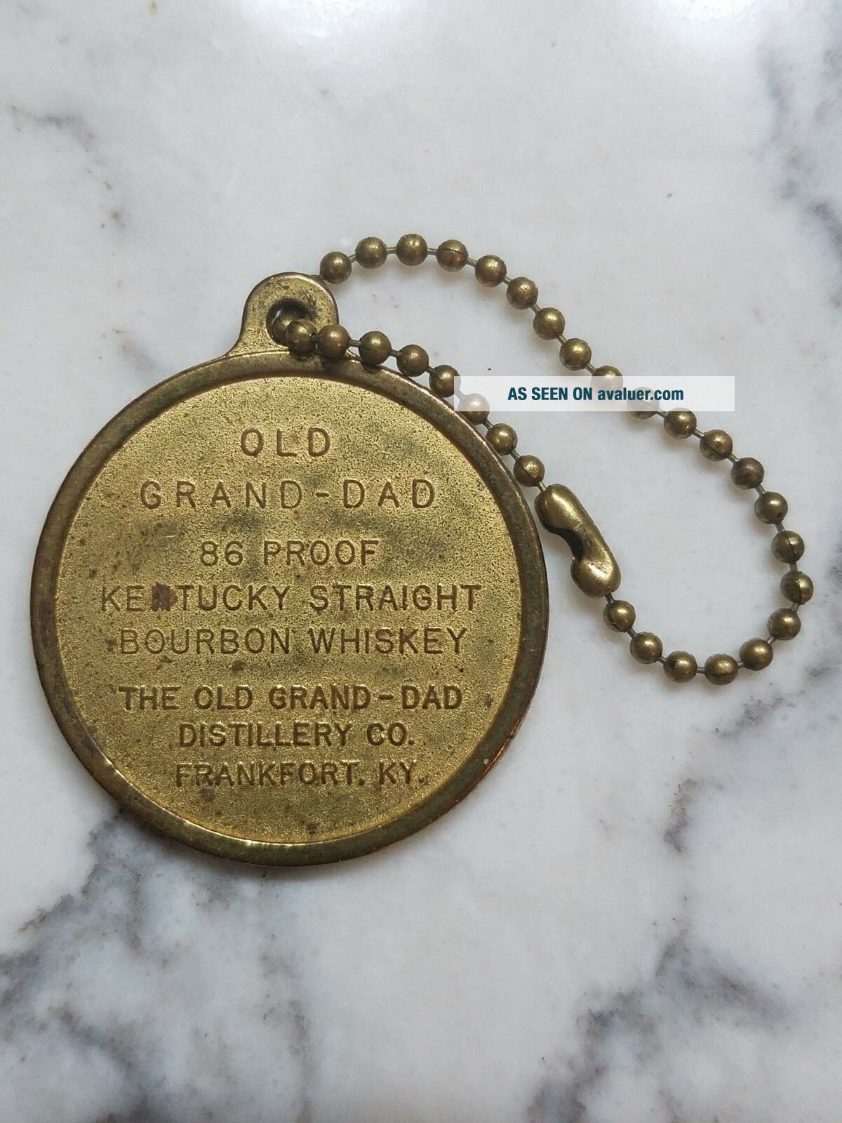Vintage Old Grand Dad 86 Proof Kentucky Whiskey FOB Keychain Key Ring ...