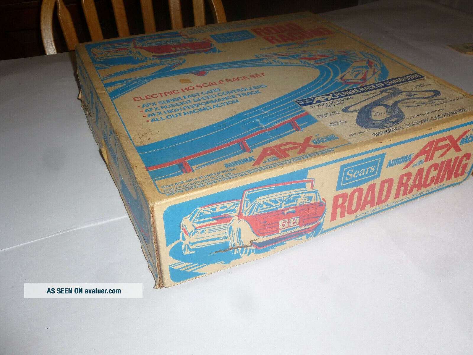 VINTAGE AURORA AFX PENSKE RACE SET SEARS 4 LANE MEGA TRACTION BOXED ...