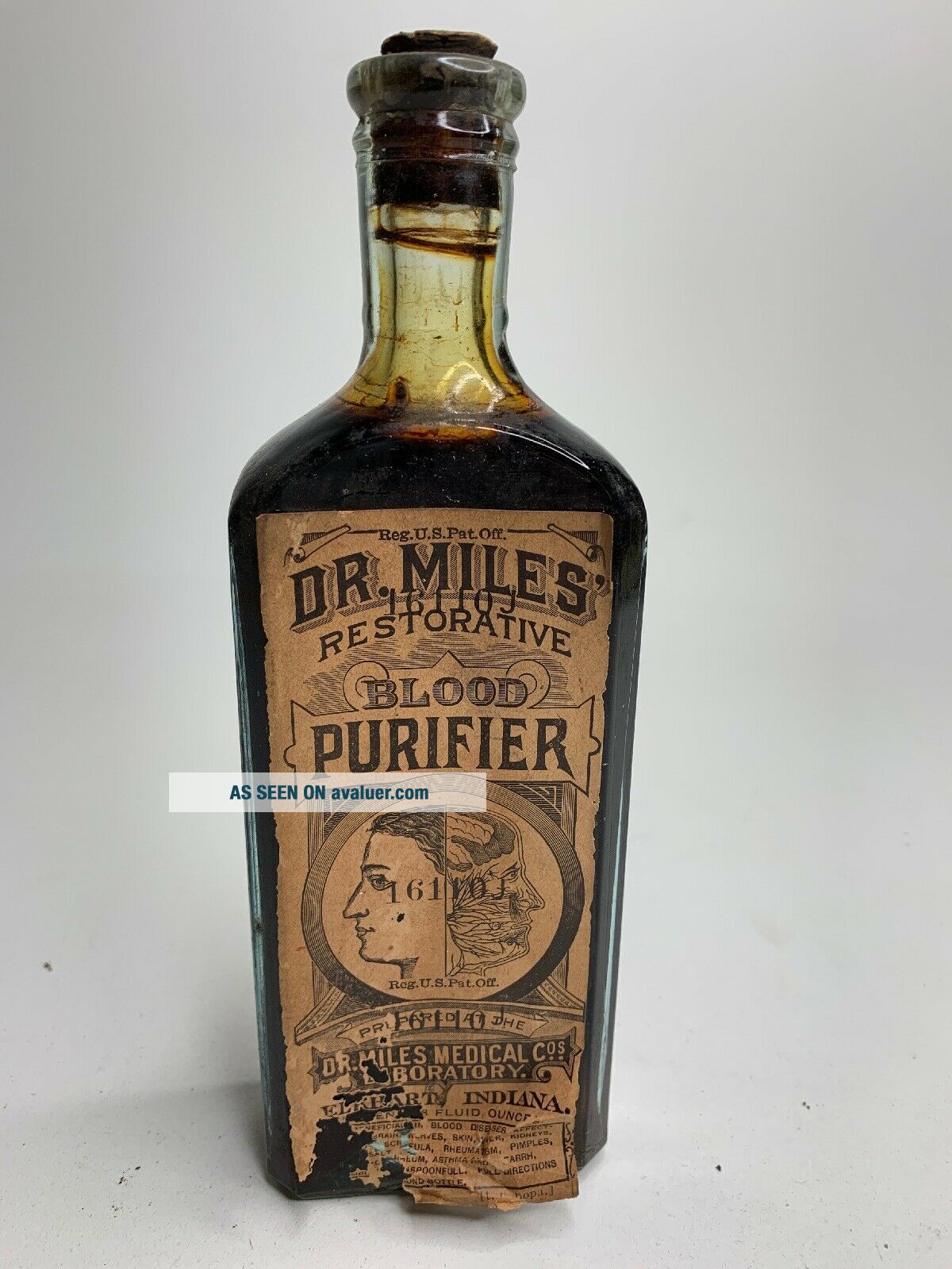 Vintage Pharmacy Apothecary Glass Bottle Dr. Miles Restorative Blood ...
