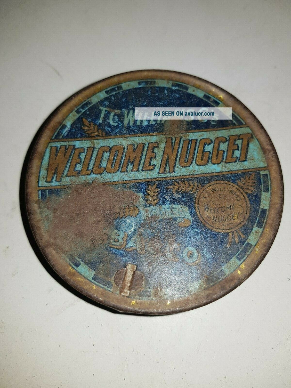 Vintage T C Williams & Co Welcome Nugget Tobaco Tin | #7732527