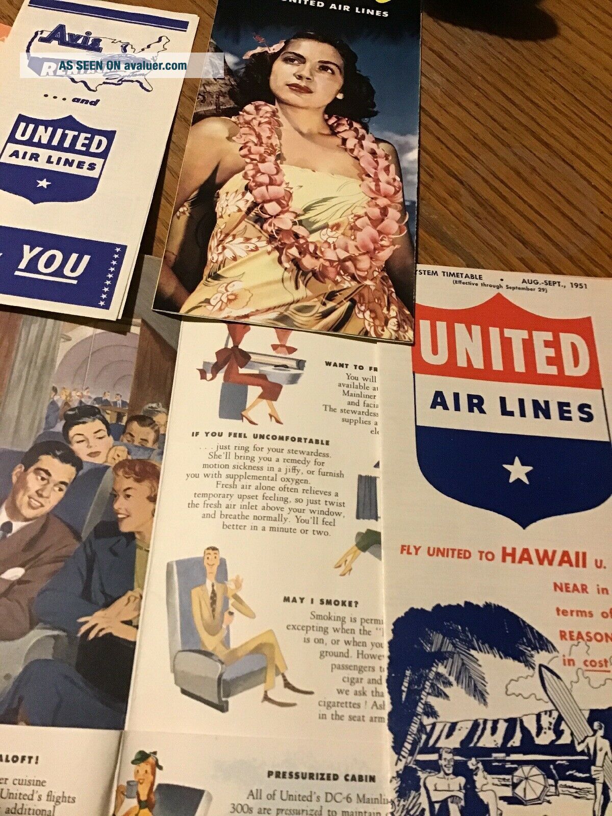 Vintage 1951 United Air Lines, DC - 6 Mainliner 300 Flight Packet Avis ...