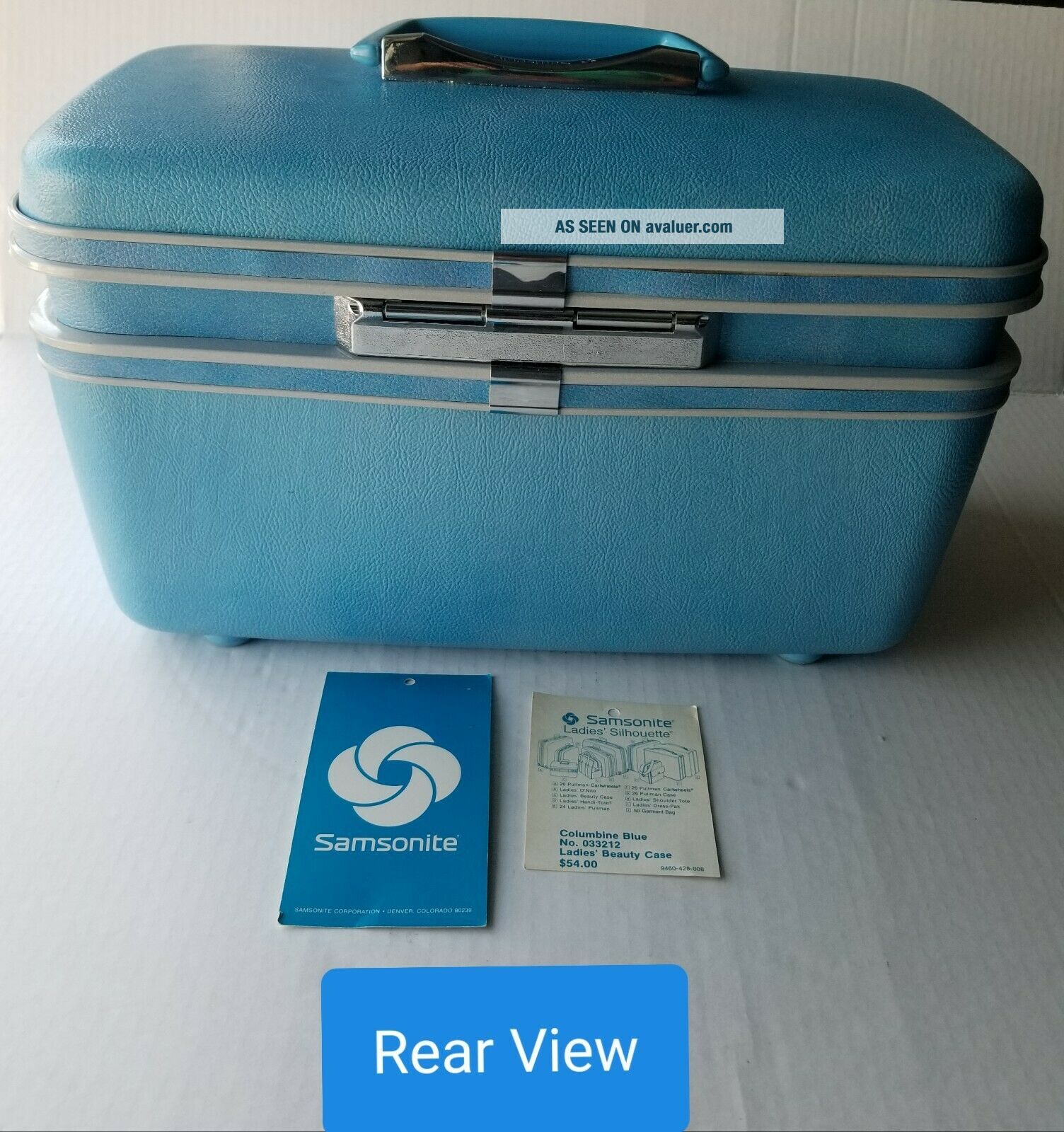 VINTAGE SAMSONITE SILHOUETTE Light Blue W/ TRAY AND MIRROR - No Key ...