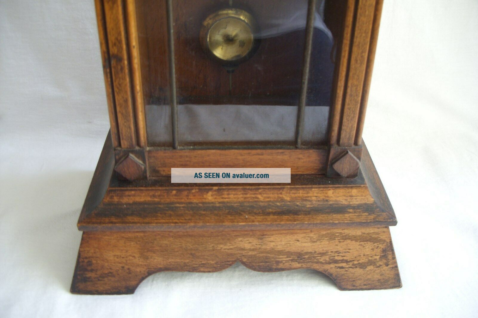 Unusual Vintage Wooden Cased Pendulum Mantle Clock For Repair. | #7736536