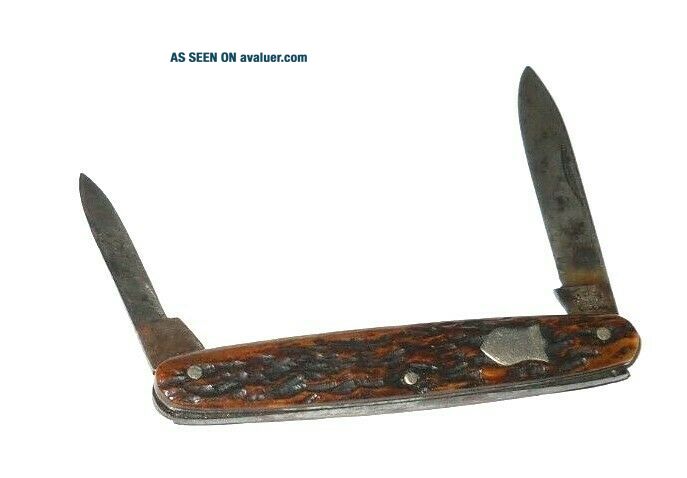 Vintage Utica Cutlery Co. 2 Blade Bone Handle Pocket Knife | #7745408