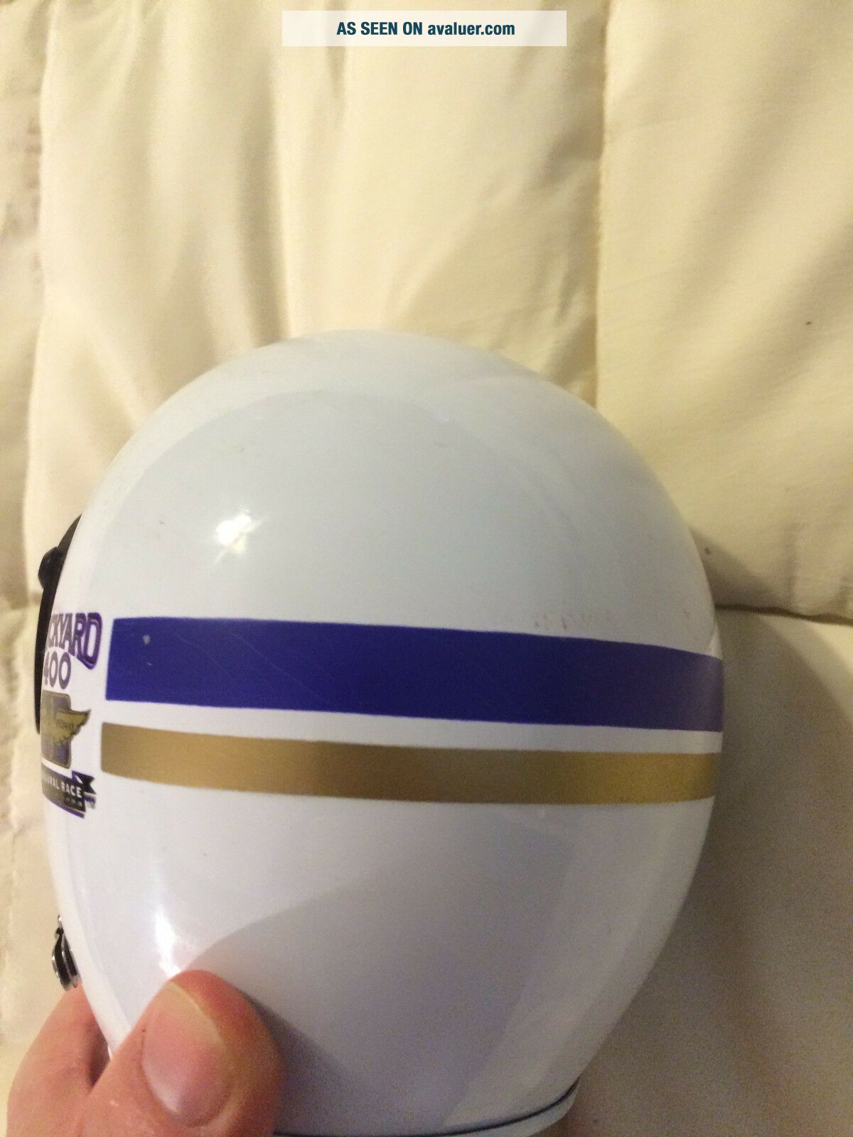 VINTAGE BRICKYARD 400 DIE CAST COIN HELMET WHITE PURPLE BANK & KEY ...