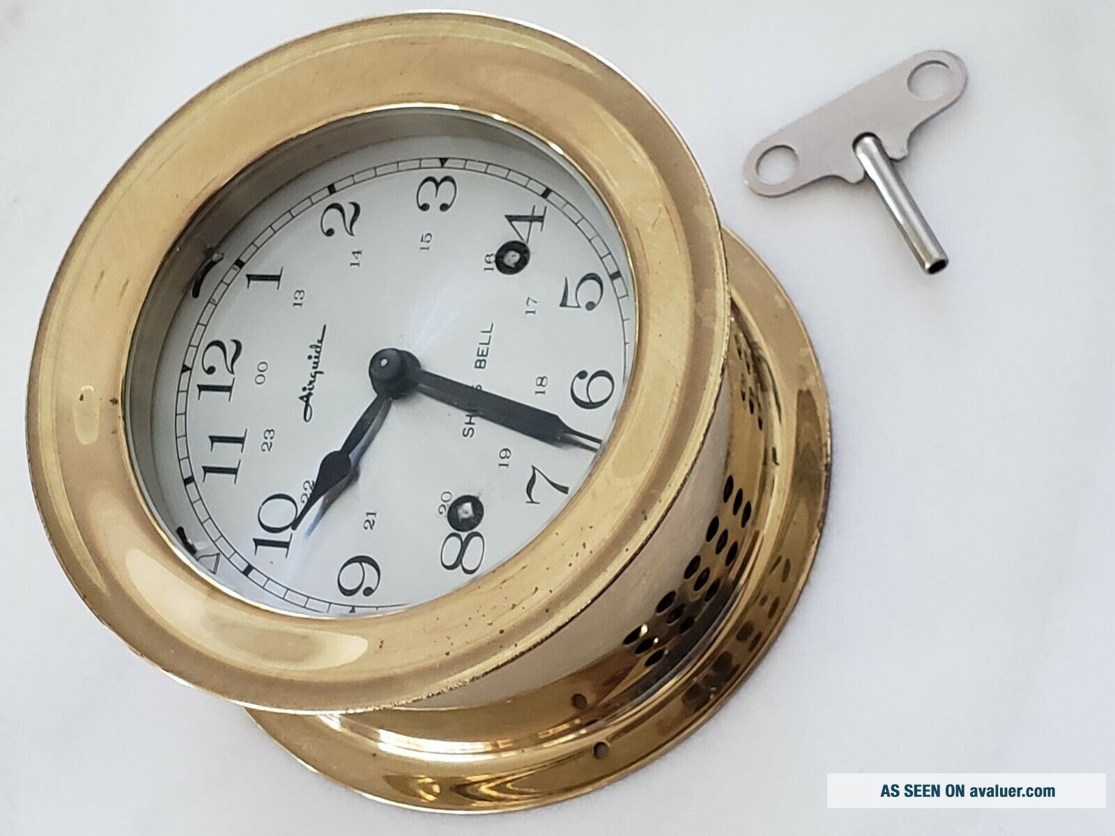 Vintage Airguide Ships Bell Clock Brass 5 Inch Face For Repair Wind Up ...