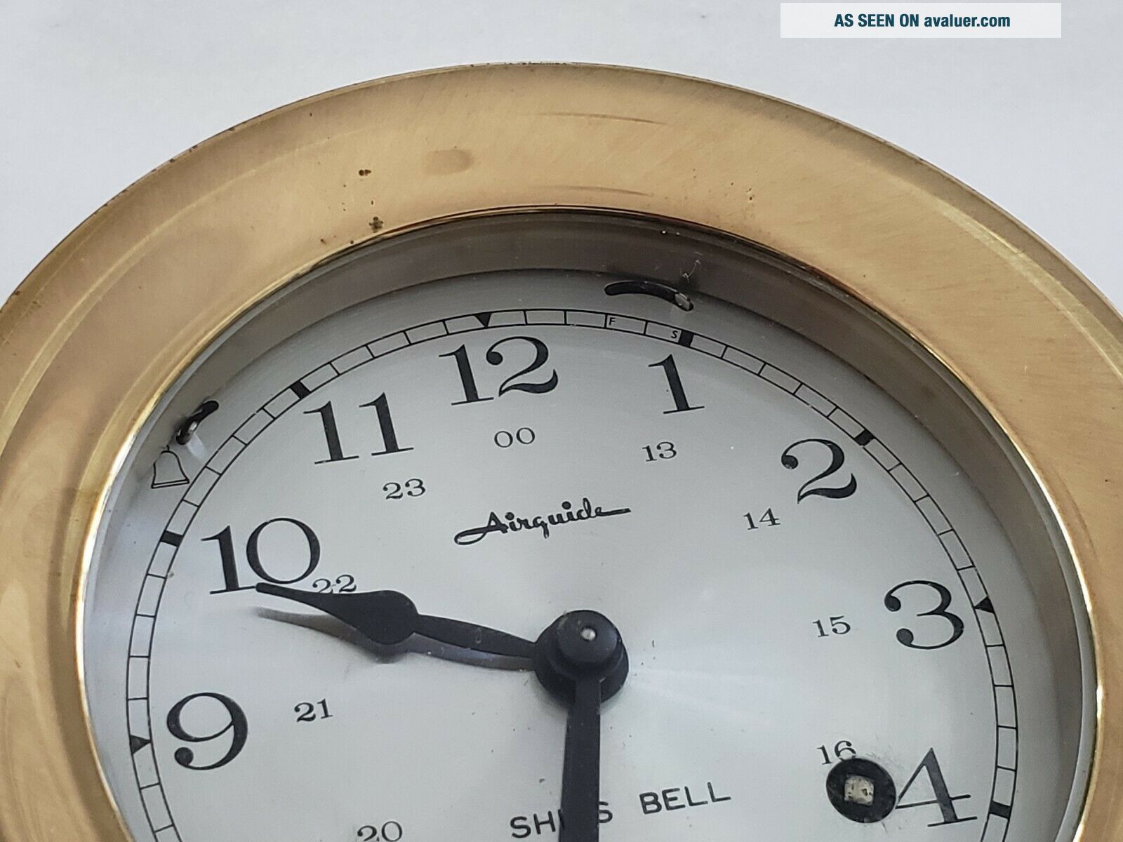 Vintage Airguide Ships Bell Clock Brass 5 Inch Face For Repair Wind Up ...