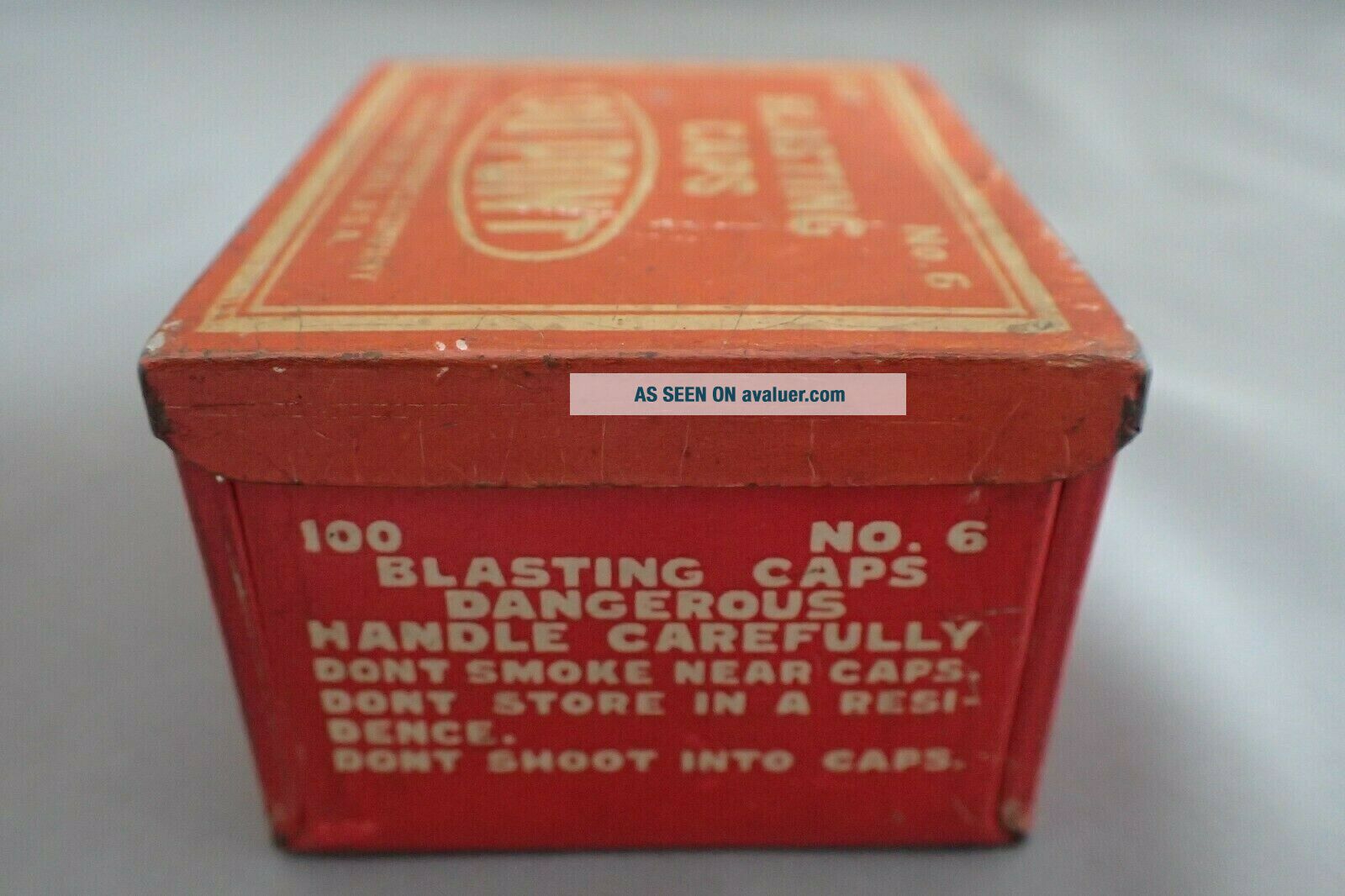 VINTAGE ADVERTISING DUPONT MINING BLASTING CAPS TIN NEMOURS COMPANY ...