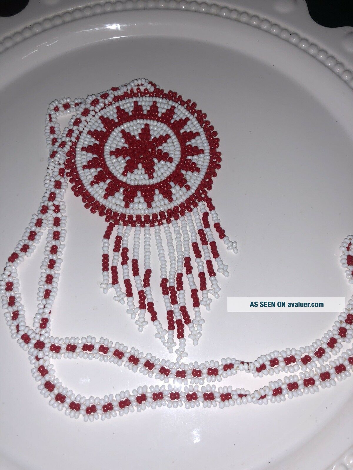 Vintage Native American Handmade Necklace Seed Bead Star Medallion 19in ...