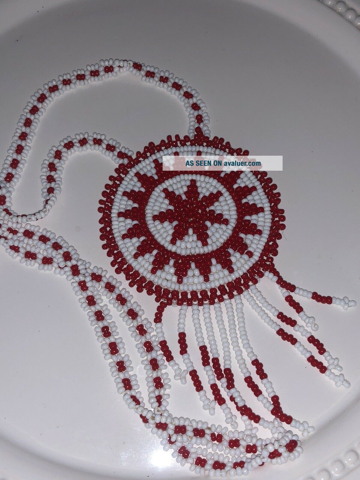 Vintage Native American Handmade Necklace Seed Bead Star Medallion 19in ...