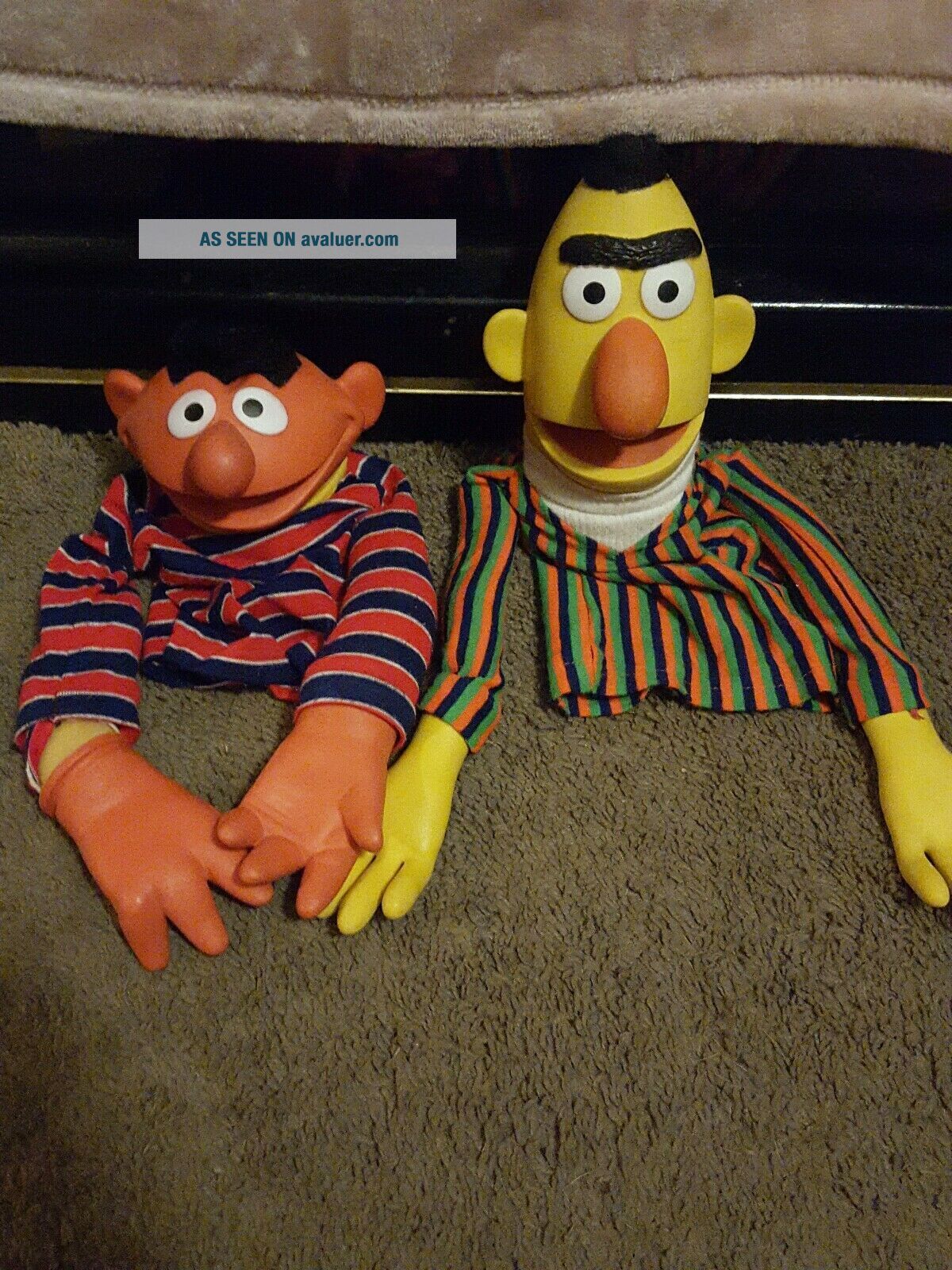 Vintage Sesame Street Bert And Ernie Hand Puppet Set Plastic Fabric ...