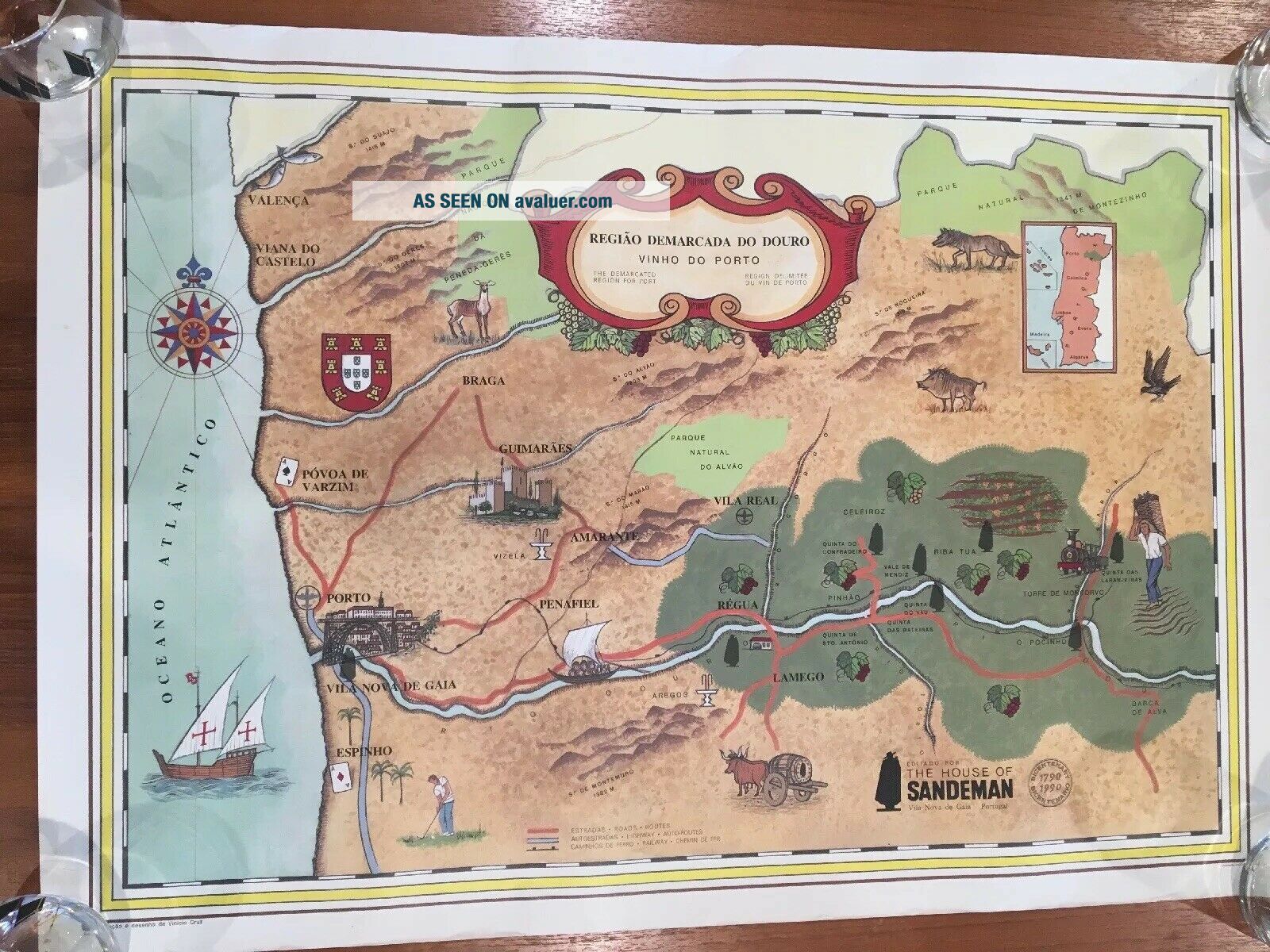 The House Of Sandeman Bicentennial Vinho Do Porto Port Wine Map Vintage ...