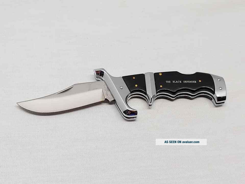 Vintage The Black Defender Stainless Steel Japan Folding Pocket Knife ...