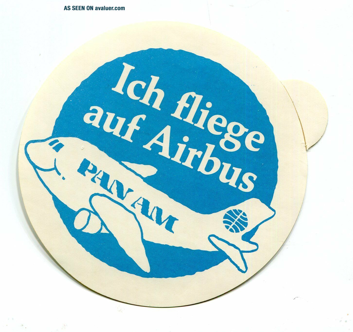 Vintage Airline Luggage Label Sticker PAN AM Ich Fliege Auf Airbus ...