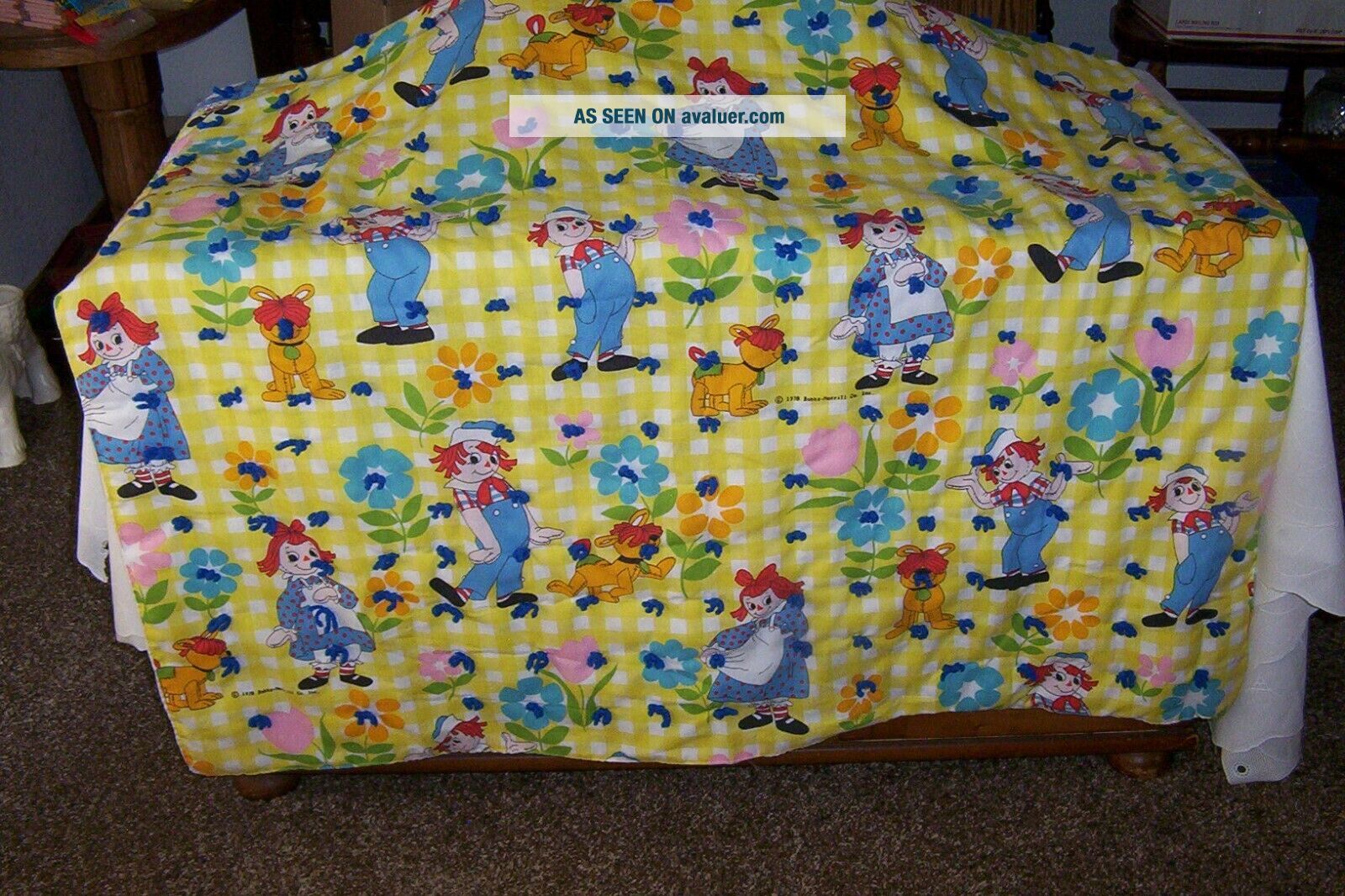 Vintage 1978 Raggedy Ann And Andy And Raggedy Arthur Baby Quilt Blanket ...