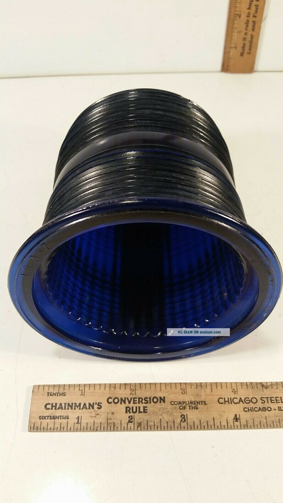 Vintage Cobalt Blue Heavy Glass Beacon Light Cover Airport /marine ...