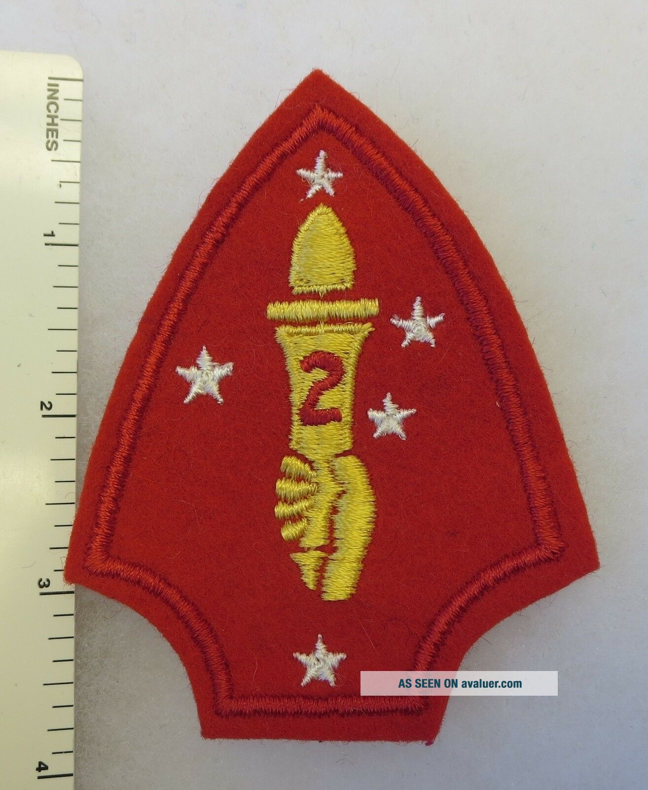 WW2 Vintage 2nd US MARINE CORPS DIVISION USMC PATCH Yellow Hand FELT ...