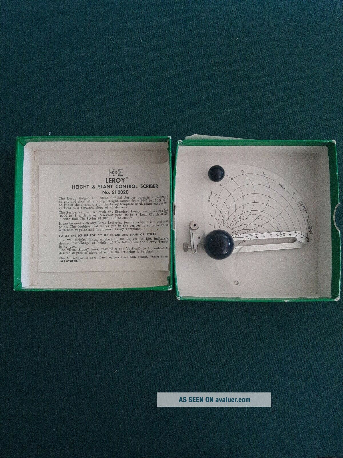 Keuffel And Esser Leroy 61 0200 K&E Height And Slant Control Scriber ...