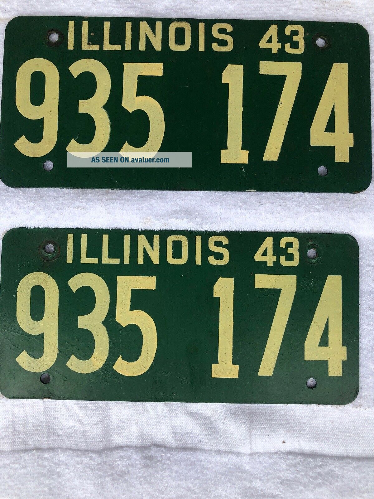 Matching Vintage Soybean Fiber Antique Illinois License Plates 1943 ...