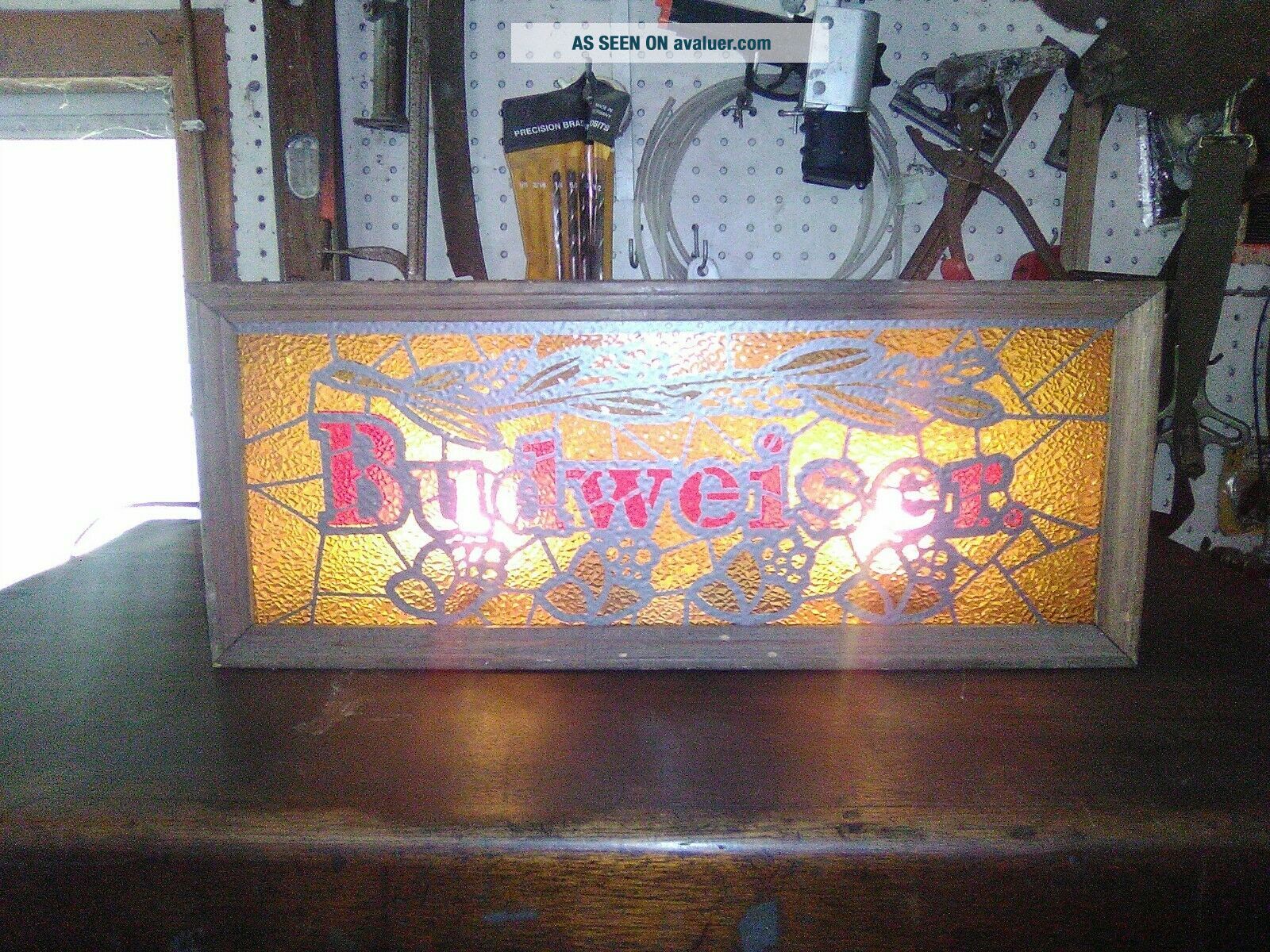 Vintage Budweiser Stained Glass Type Light Up Bar Sign | #7819248