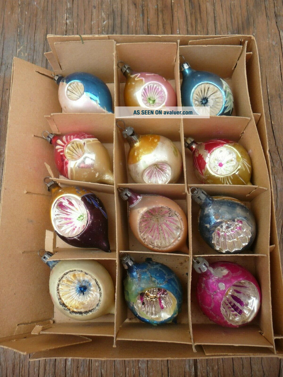 12 - Vintage Glass Christmas Tree Ornaments Tear Drop Ornaments 3 ...