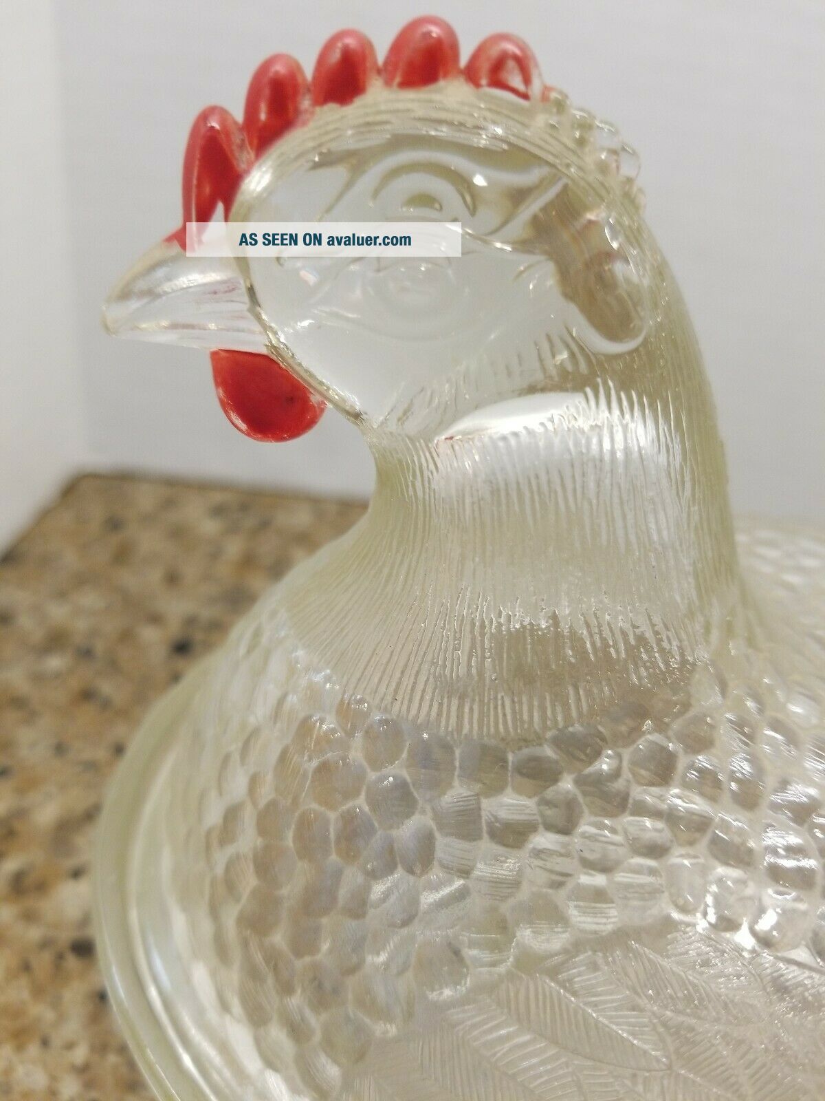 Vintage Indiana Clear Glass Red Comb Chicken Hen On Nest Covered Candy ...