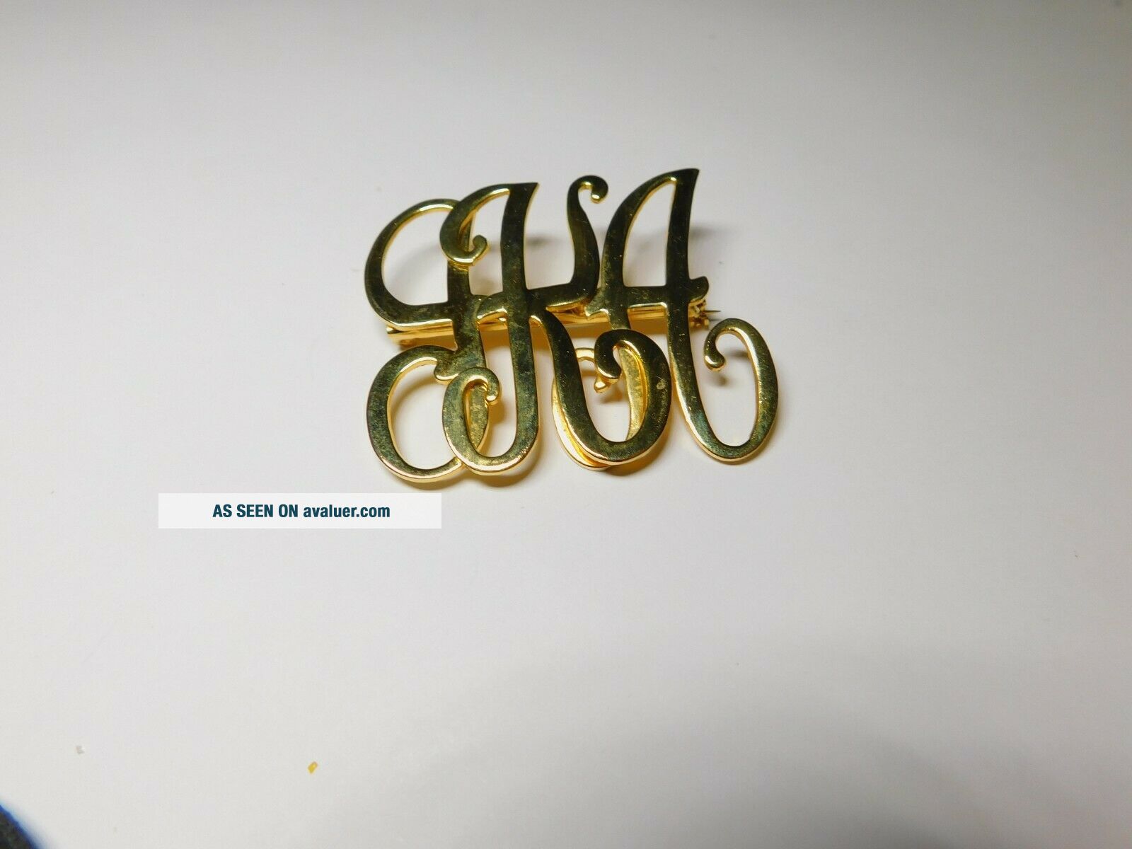 Monogrammed Triple Initial J K A Gold Tone Metal Brooch Vintage | #7807269