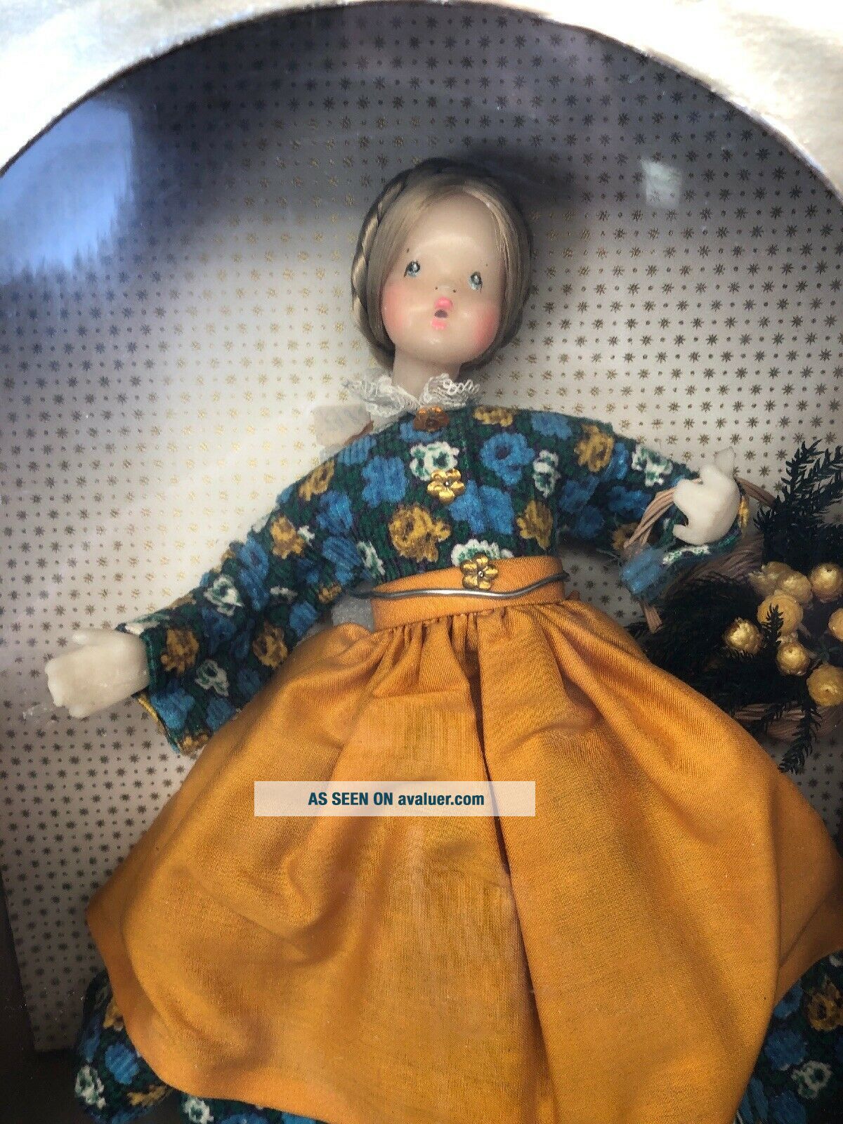 8” Vintage German Made Wax Angel Tree Topper Handarbeit Bauerin ...