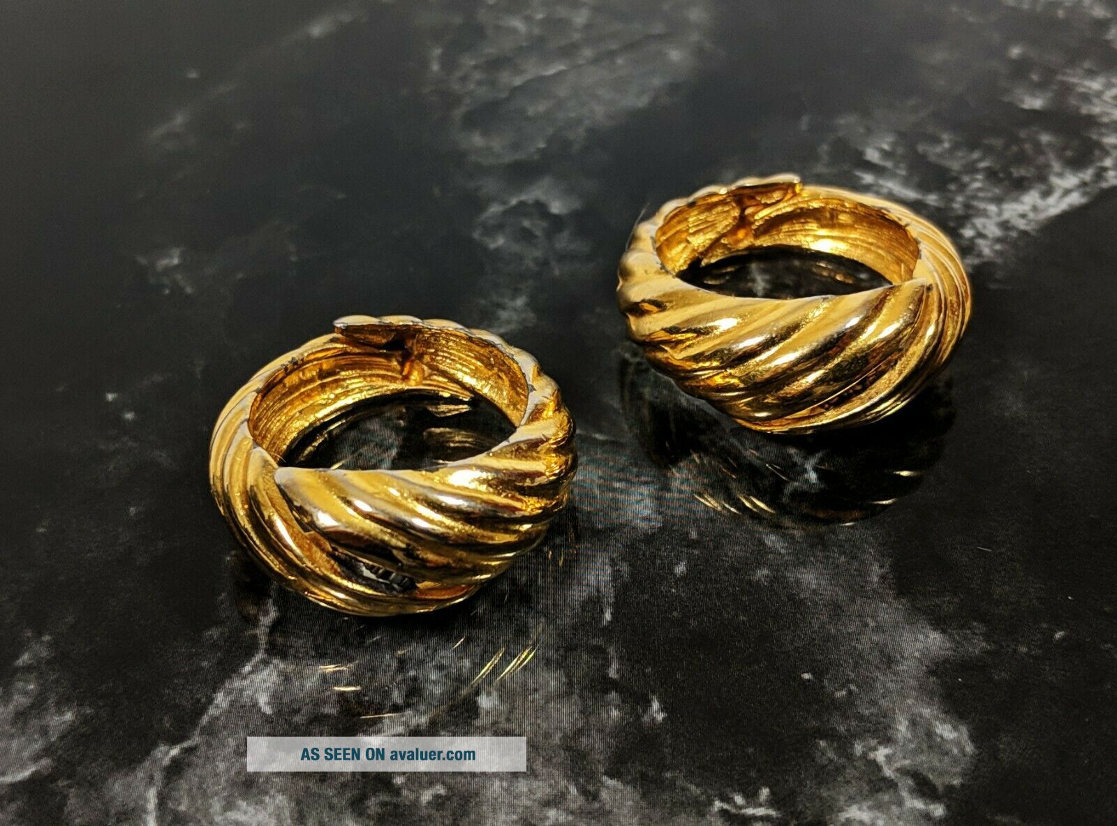 Lovely Vintage Vogue Gold - Tone Hoops Clip On Earrings | #7833424