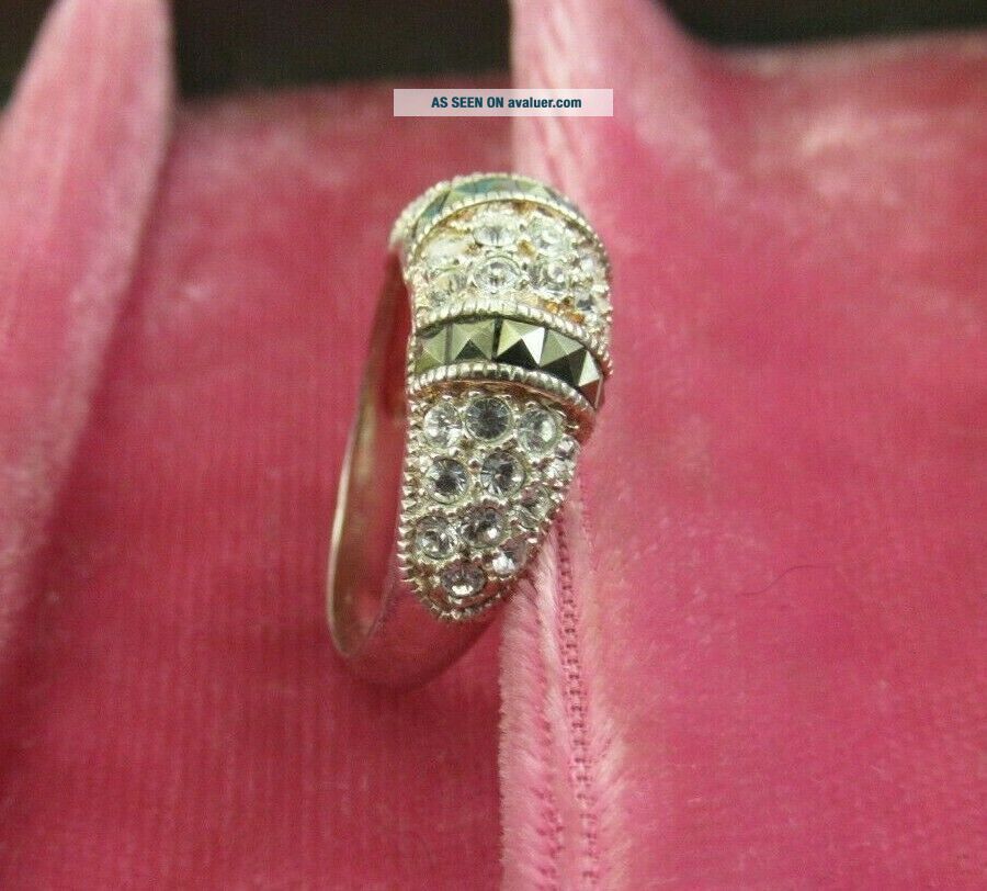 JUDITH JACK STERLING SILVER MARCASITES AND CZ ' S RING SIZE 10 VINTAGE ...
