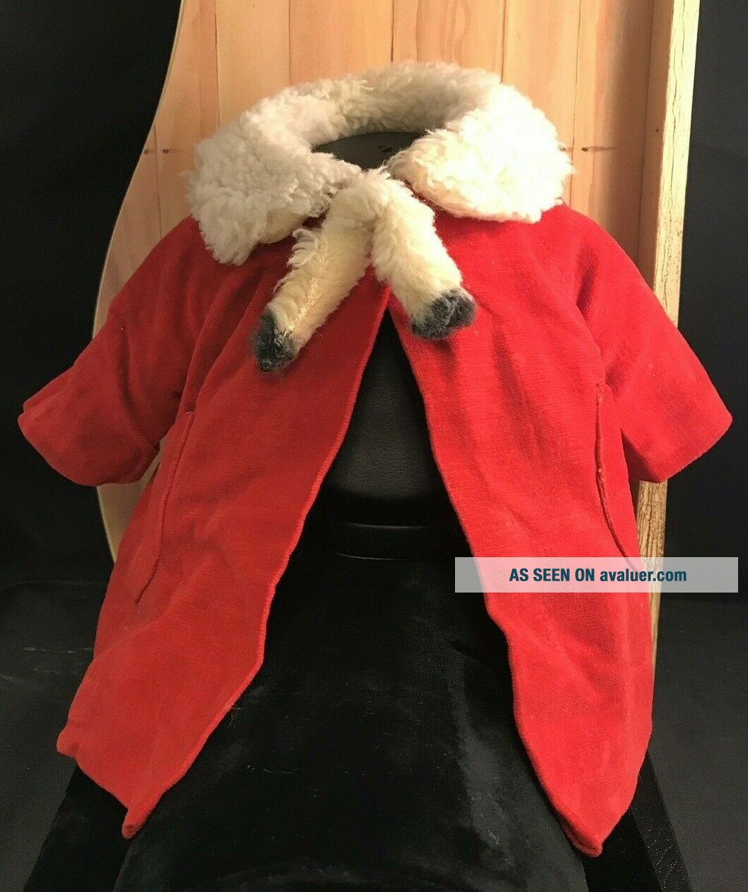 FABULOUS VINTAGE CHATTY CATHY RED VELVET COAT WITH FAUX FUR COLLAR ...