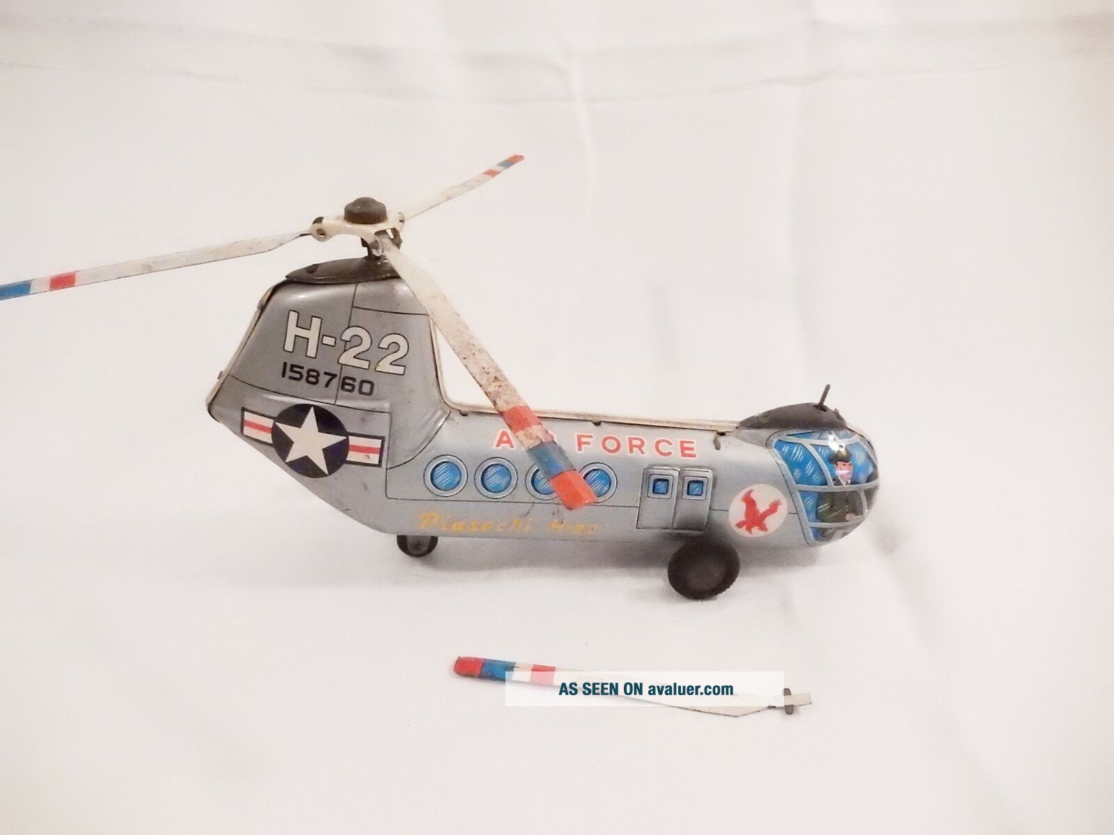 11 " VINTAGE NOMURA JAPAN TOY TIN FRICTION HELICOPTER USAF NAVY ...