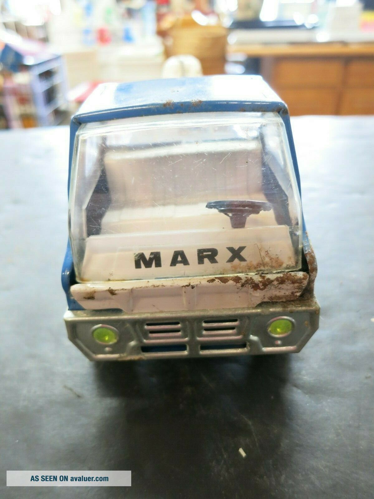 Vintage Marx Tin Litho Blue Tow Truck W/ Chain | #7841096