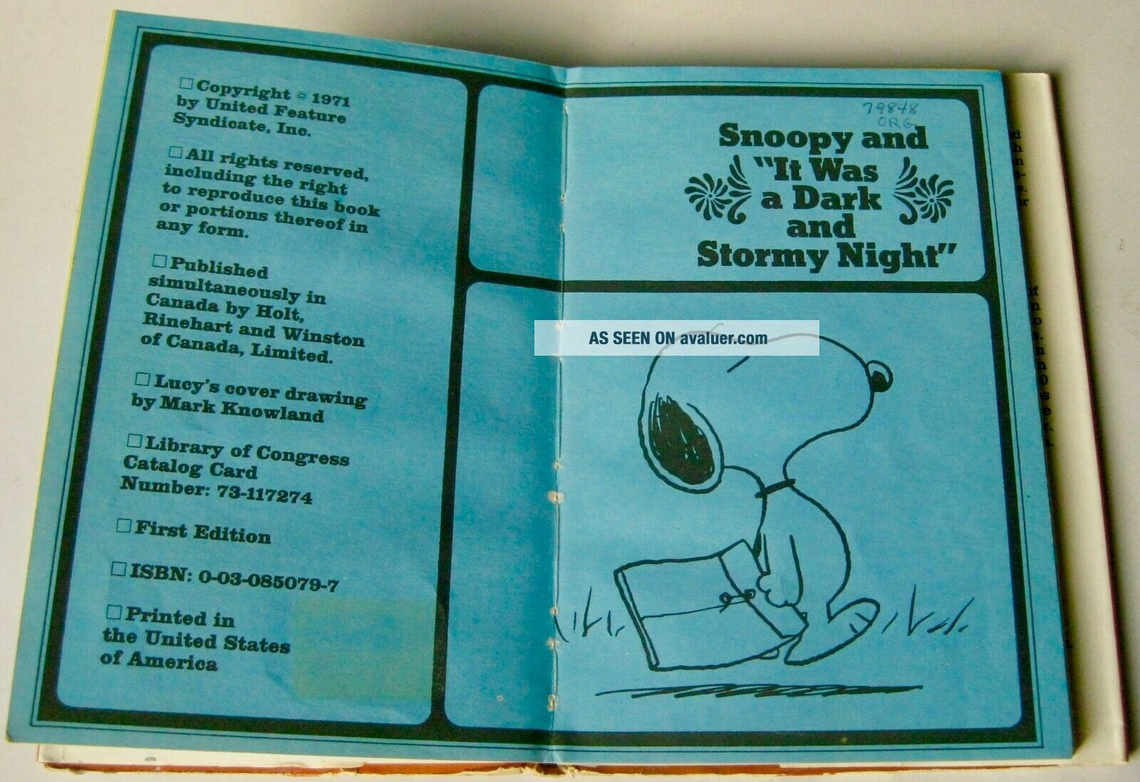 VTG Snoopy & IT WAS A DARK And STORMY NIGHT Schulz 1ST ED. Hardcover ...