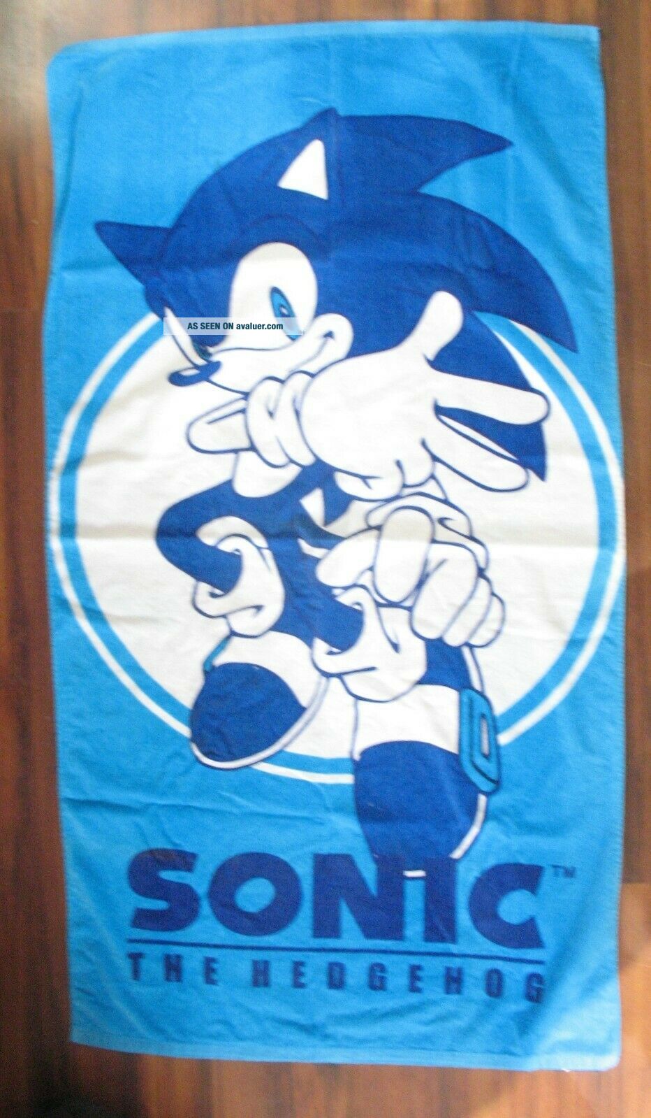 Vintage Retro SONIC THE HEDGEHOG Beach Towel Blue Monochrome | #7881138