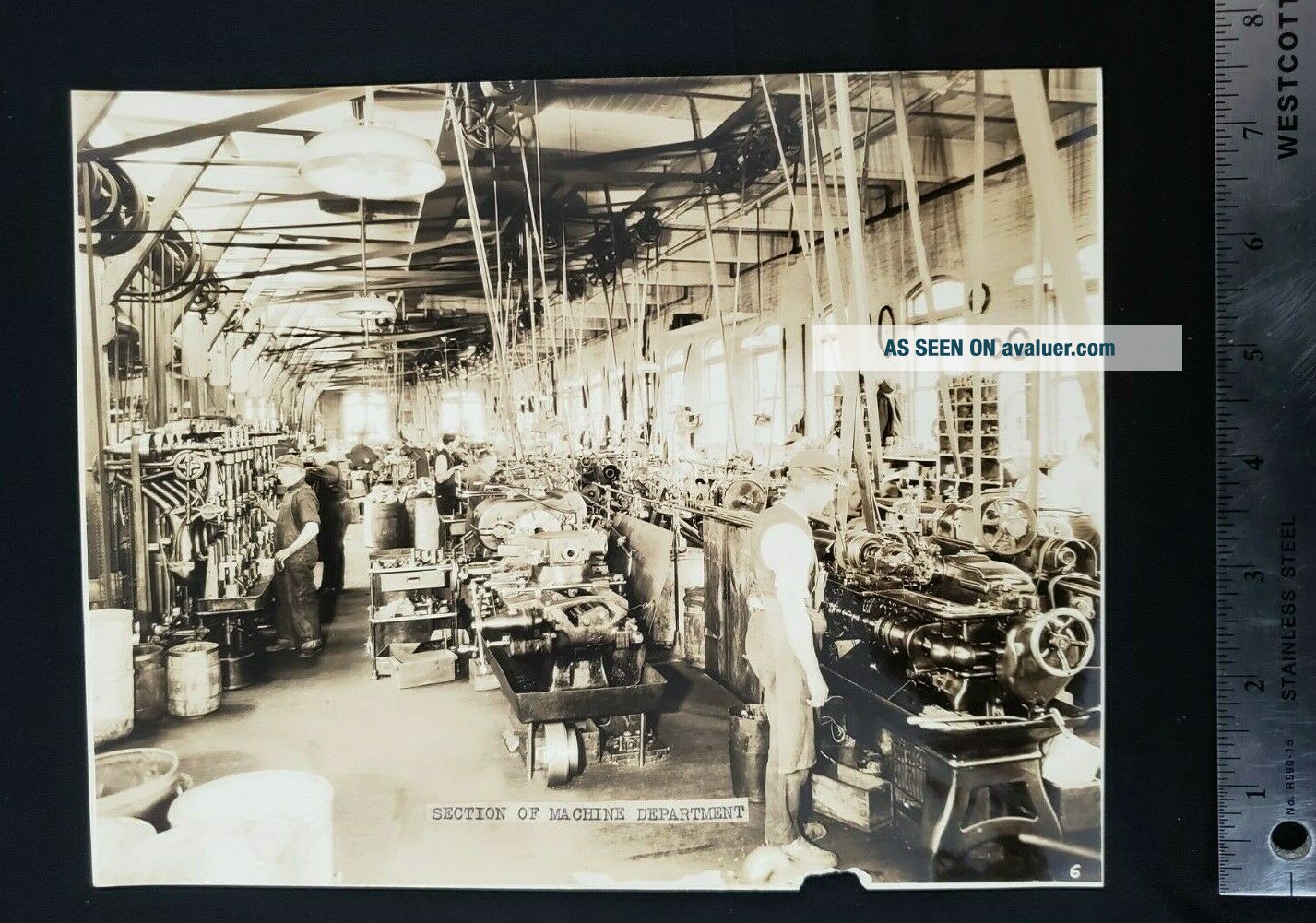 Antique Vintage Machine Department Lathe Photo Early 20Th Century ...