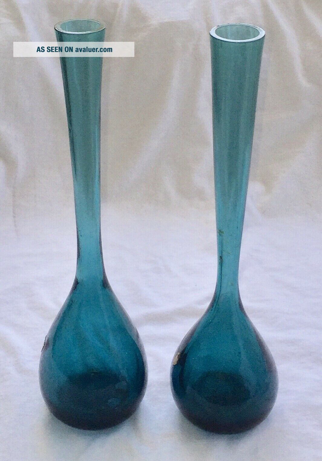 Pair Mid Century Vintage Elme Glasbruk Glass Swedish Art Glass Vases W ...